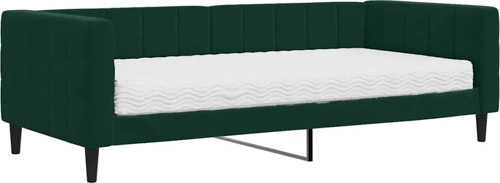 Válenda s matrací tmavě zelená 90 x 200 cm samet 3196669