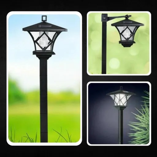 FlameGlow 155 cm – solární pochodňová lampa s 53 LED diodami a držákem na zeď nebo do země
