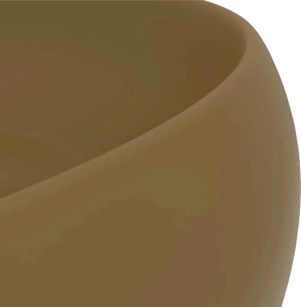 Luxusní umyvadlo kulaté matné krémové 40 x 15 cm keramické 147007