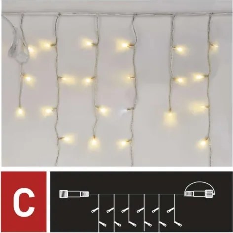 Propojovací vánoční řetěz bez zdroje EMOS Connecting D1CN01 ZY2002 100LED krápníky 2,5x0,9m studená/teplá blikající