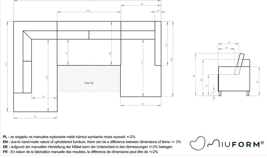 Tmavě modrá manšestrová rozkládací rohová pohovka (levý roh) Lofty Lilly – Miuform