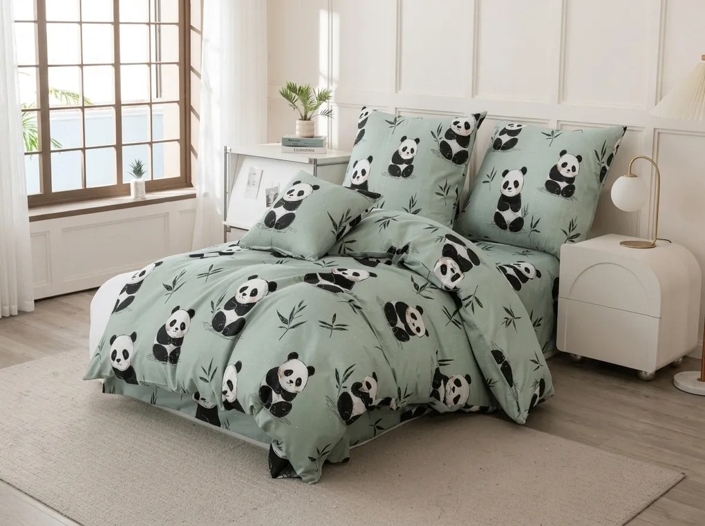 Povlečení z mikrovlákna PANDA RELAX mentolové Rozměr povlečení: 70 x 90 cm | 140 x 200 cm