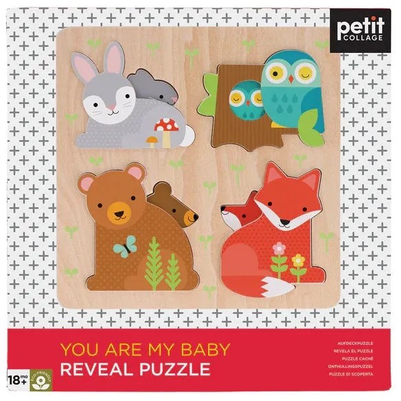 Petit Collage Dřevěné Reveal Puzzle Jsi moje miminko