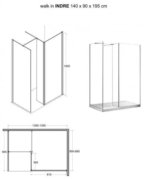 BESCO Walk-in sprchová zástěna INDRE BCINDRE9014