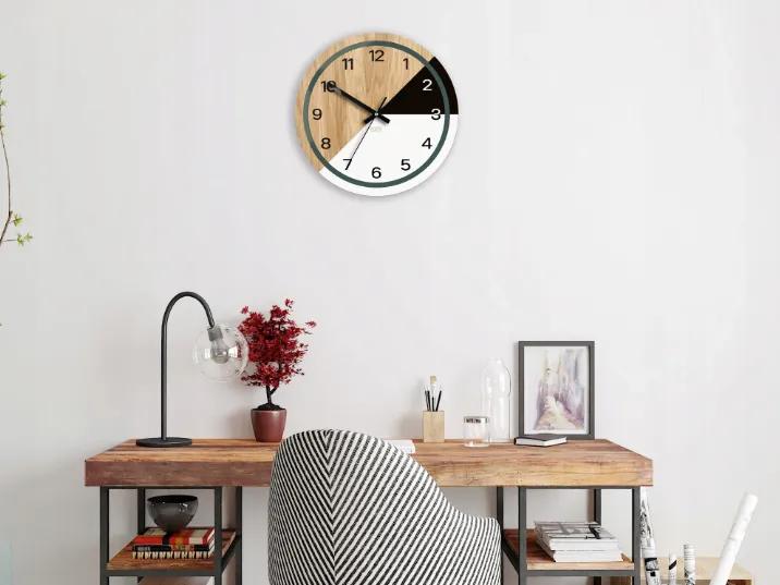 M.Clock Tiché nástěnné hodiny v kombinaci dřeva 33cm černo-bílé