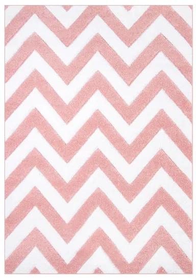 Family F.  Kusový koberec růžový zig zag Rozměr: 140x200cm