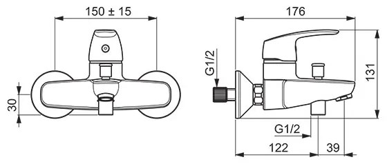 Hansa Vanová nástěnná baterie HANSAPINTO 45112183