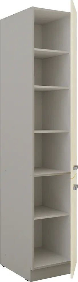 KARMEN | vysoká skříňka 40 DK-210 2F potravinová s policemi | 40 cm | světle šedá/krémová lesk