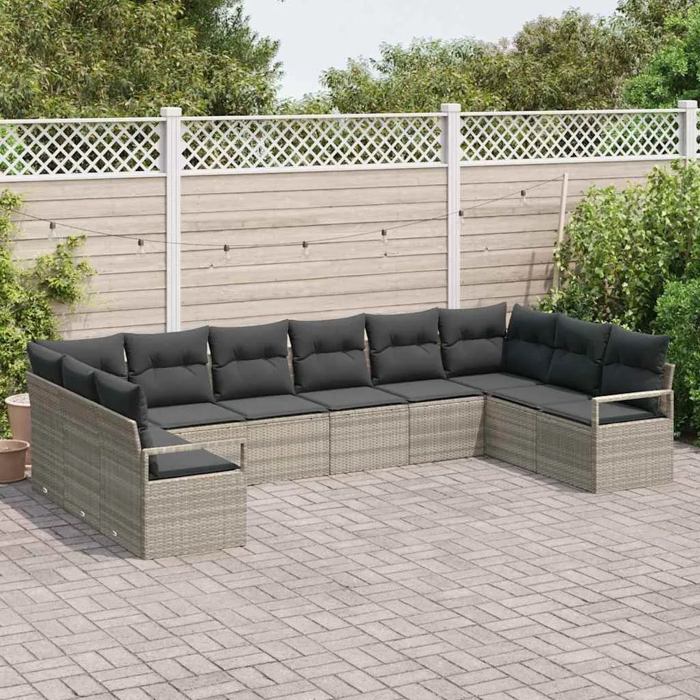 Set pohovek 10 ks Světle šedá polyratan 3346562