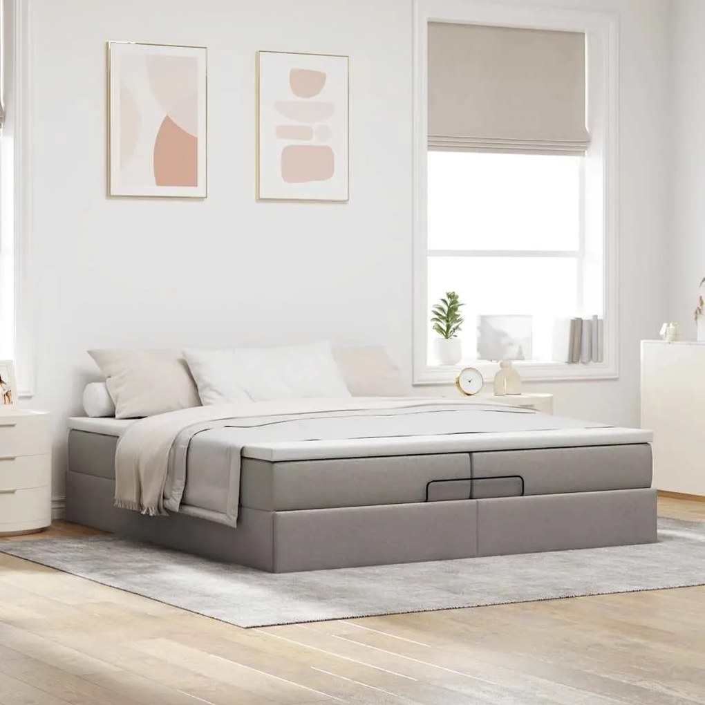 Osmanský rám postele s matracíes taupe 200x200cm textil 3311138