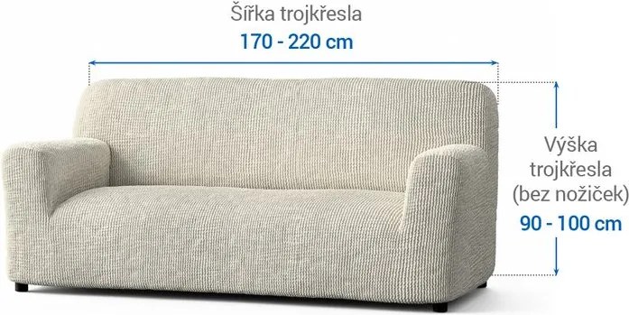 Bielastické potahy COSTINA smetanová trojkřeslo (š. 170 - 220 cm)