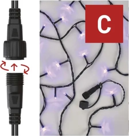Propojovací vánoční řetěz bez zdroje EMOS Connecting D1AF01 ZY1930 100LED 10m fialová