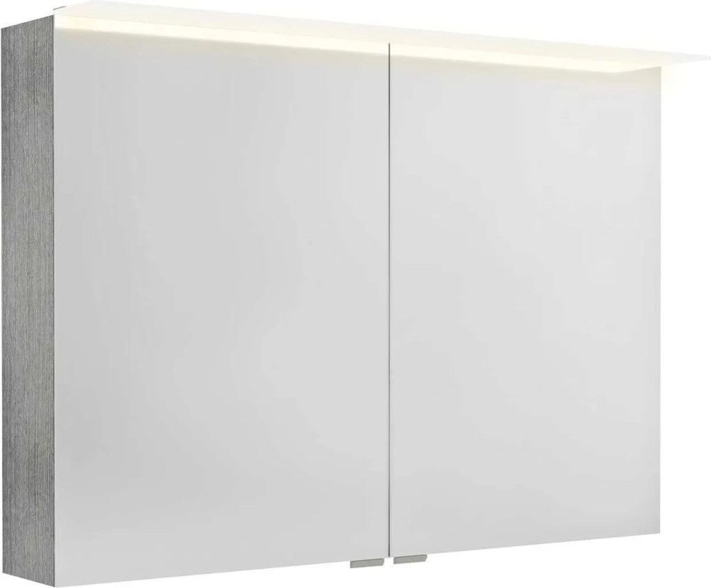 Sapho Linex - Zrcadlová skříňka s LED osvětlením 100x70x15 cm, 2x dvířka, dub stříbrný LX100-0011