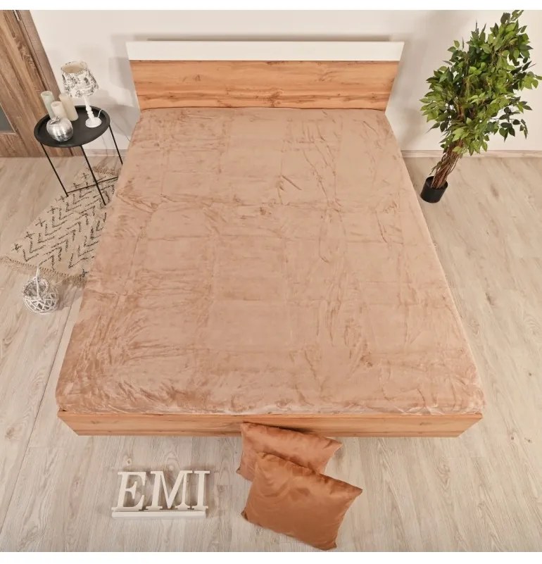 Prostěradlo z mikroplyše hnědé EMI, Plachta 90x200