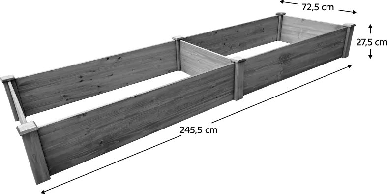 Vyvýšený záhon, dřevo, šedá, JELNO