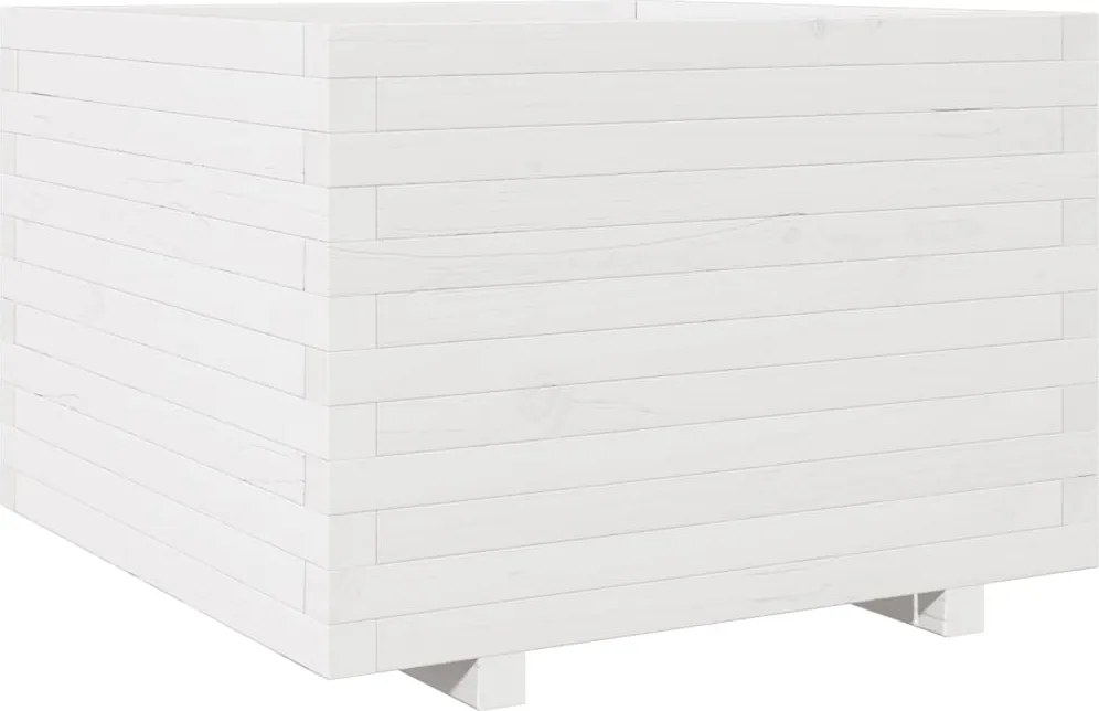 Zahradní truhlík bílý 70 x 70 x 49,5 cm masivní borové dřevo 3282525