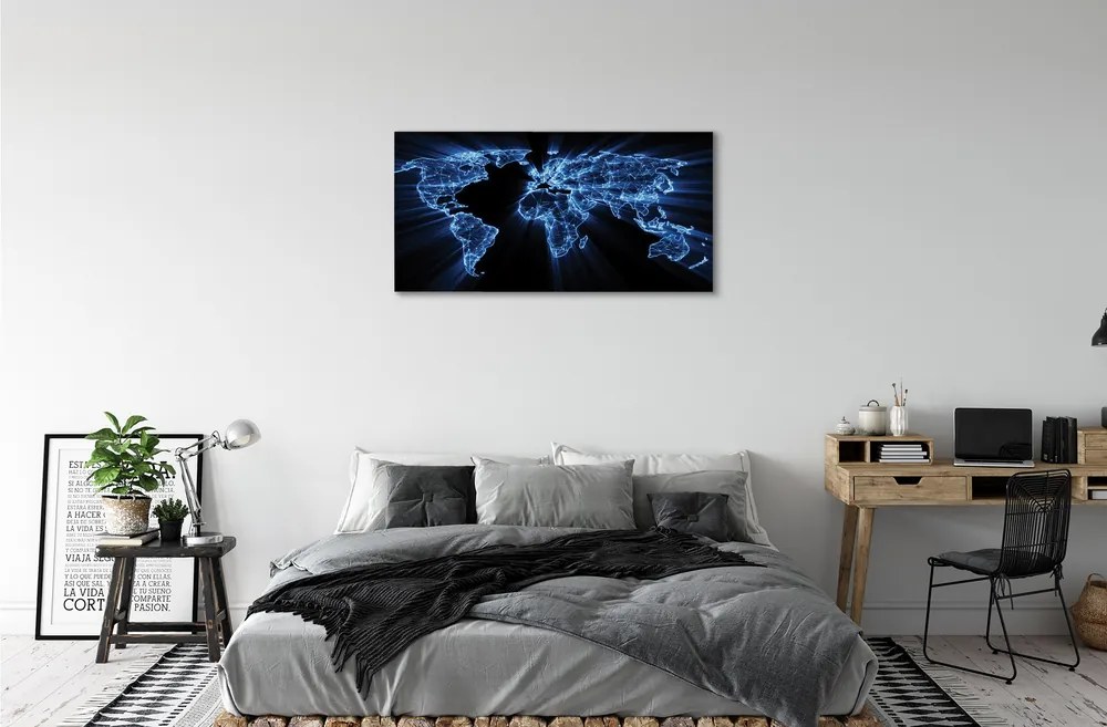 Obrazy na plátně modrá mapa 120x60 cm