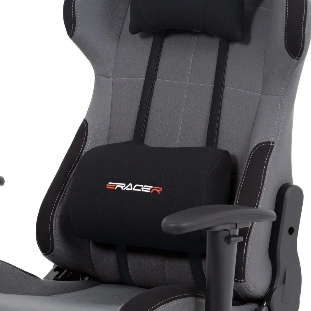 Kancelářská židle houpací mech., plast. kříž, šedá + černá látka – opěrák 90°–180° Šedá