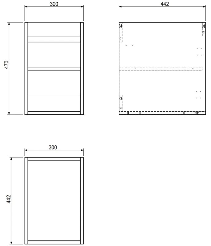 Mexen Rivel, koupelnová skříňka 30 cm, 1 dvířka, drážkovaná, ořech, 91A21-03047-1-BF86