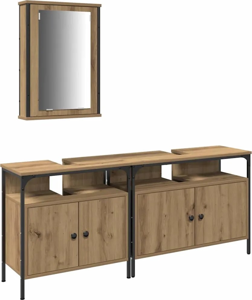 Koupelnové umyvadlové jednotky 3 ks Hnědá 80 x 30 x 60 cm 3334392