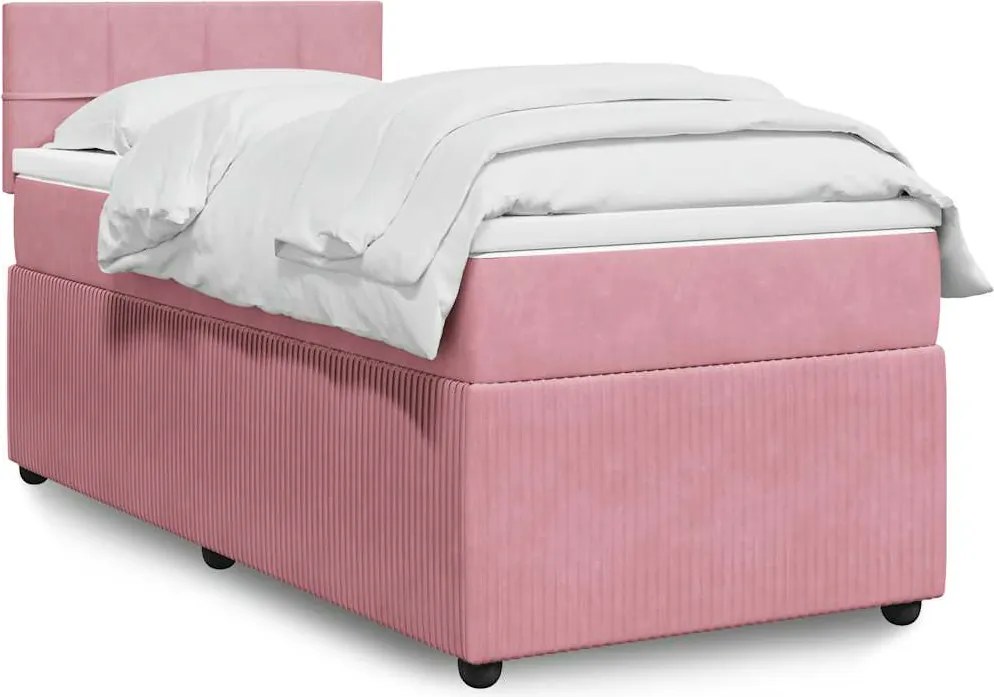 Box spring postel s matrací růžová 90x200 cm samet 3289955
