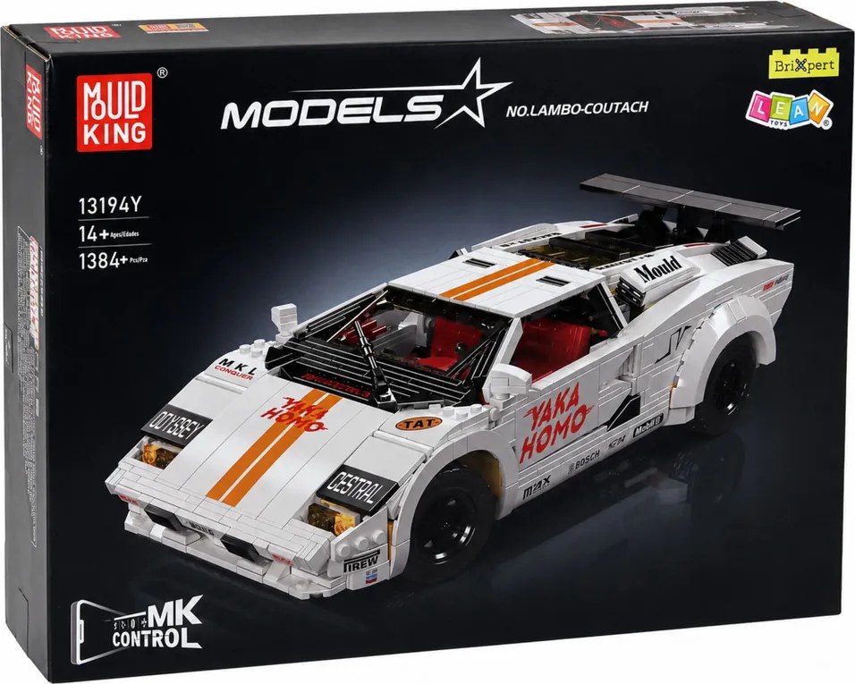 LEAN Toys Stavebnicové kostky – sportovní auto s dálkovým ovládáním RC, bílé, 1384 dílků