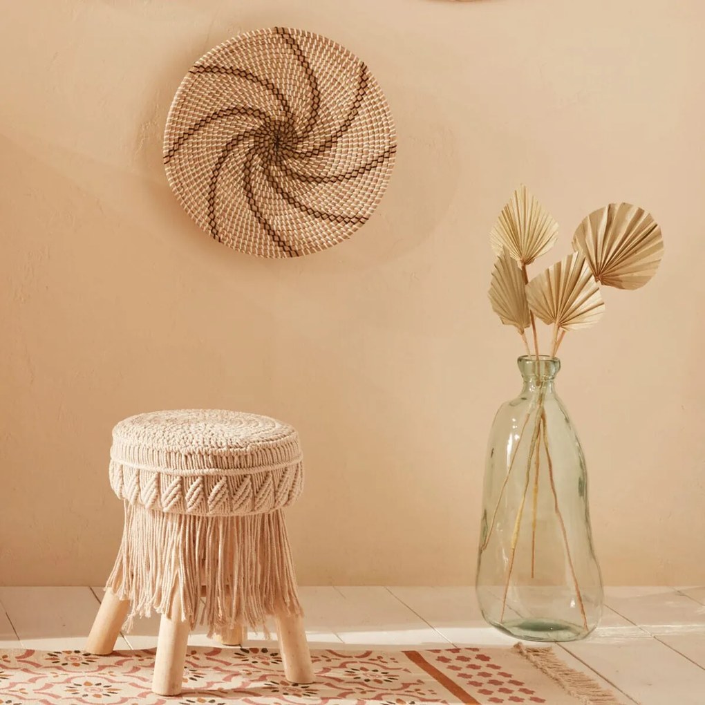 Stolička Boho se sedákem, výška 42 cm, béžová