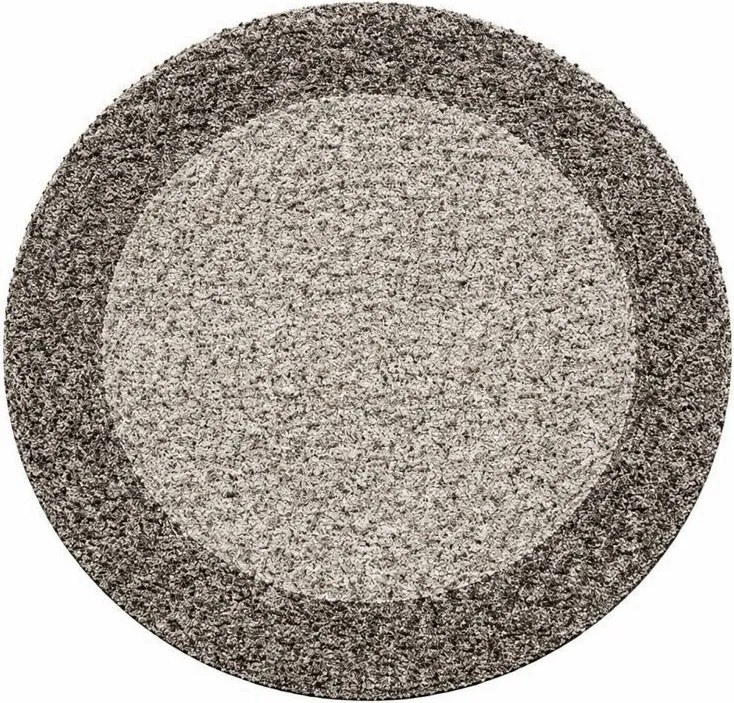 Ayyildiz, Kusový koberec Life Shaggy 1503 taupe kruh, 120x120 (průměr) kruh, hnědá, ložnice