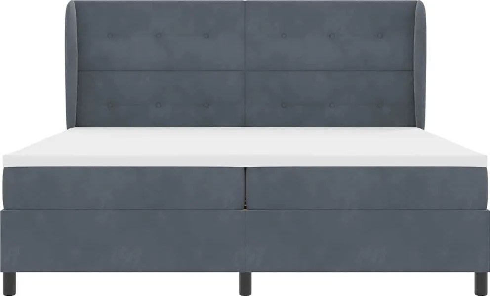 Postel s boxspringem s čelo Tmavě šedá 200 x 200 cm samet 3340947