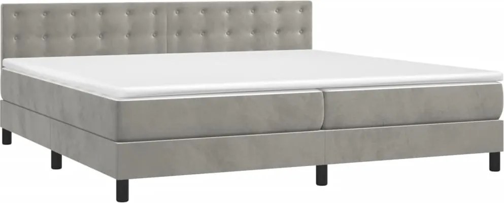 Box spring postel s matrací světle šedá 200x200 cm samet 3141563