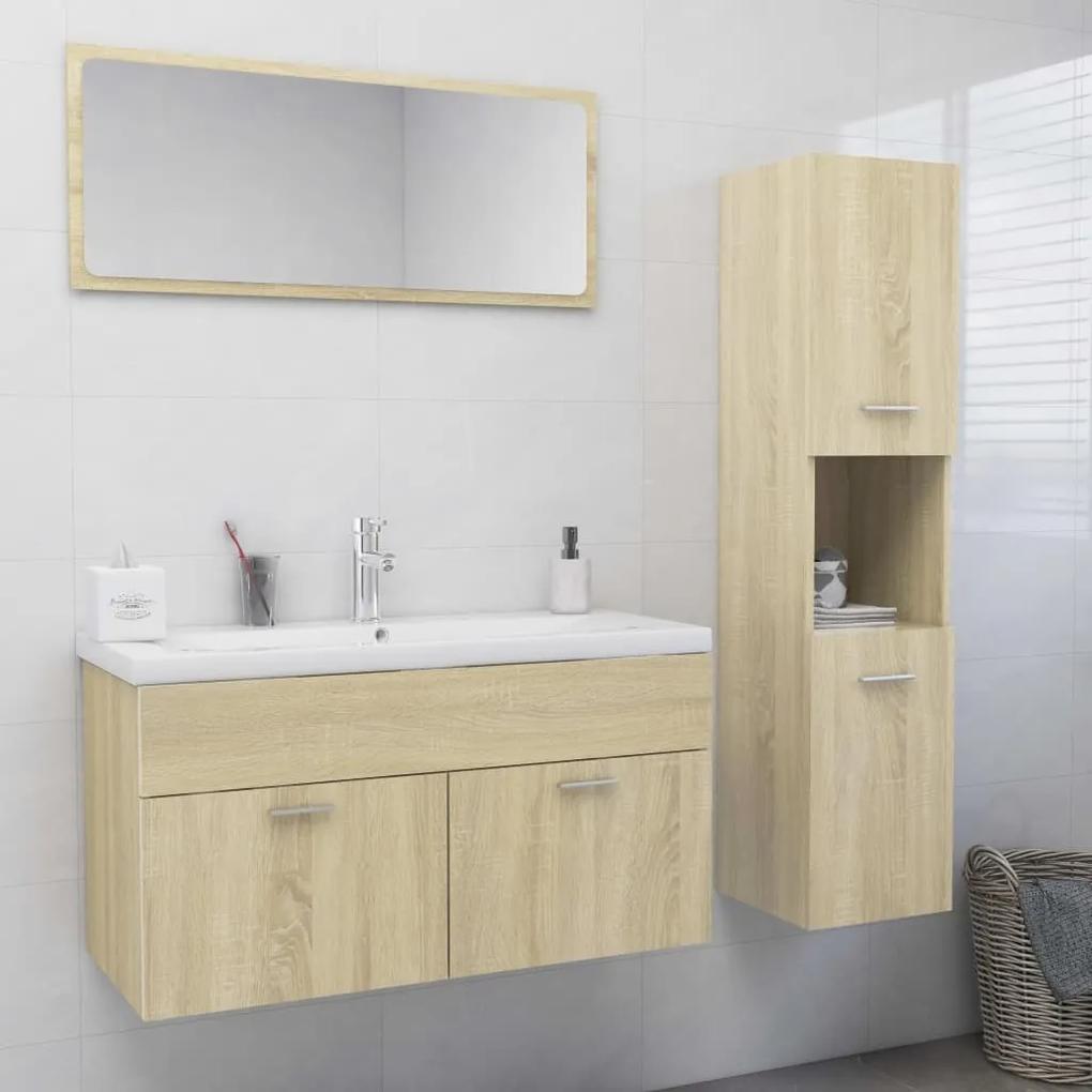 vidaXL Set koupelnového nábytku dřevotříska [3070977] Barva: bílá s vysokým leskem