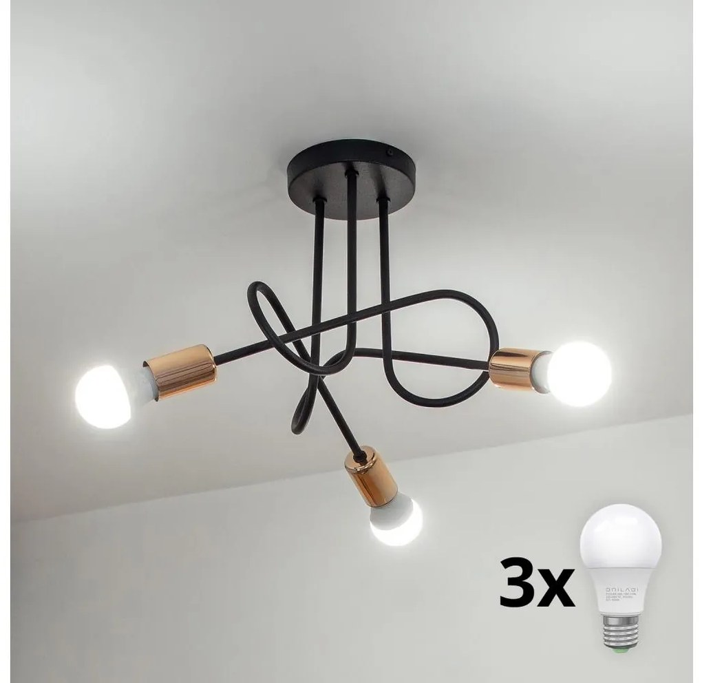 LED Přisazený lustr OXFORD 3xE27/15W/230V černá