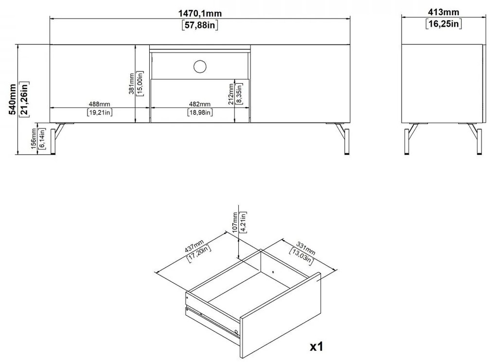 Tvilum TV stolek Bertil 202 dub catania/černý mat