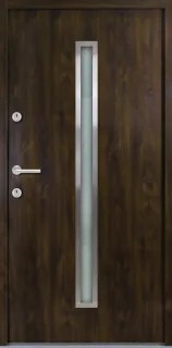 Vchodové dveře s ocelovým opláštěním FM Turen model ATU501 Orientace dveří: Levé, otevírání ven, Dekor: Ořech, Standardní rozměr dveří včetně rámu: 90 cm x 200 cm - vnější rozměr rámu