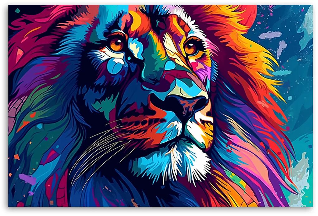 Gario Obraz na plátně Abstraktní barevný lev Rozměry: 60 x 40 cm