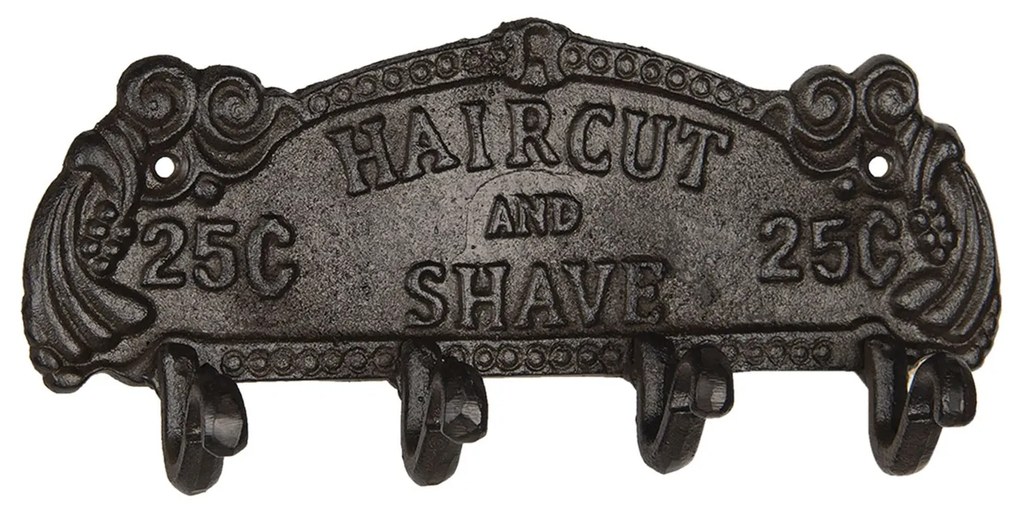 Kovový vintage věšák Haircut and Shave - 28*7*12 cm