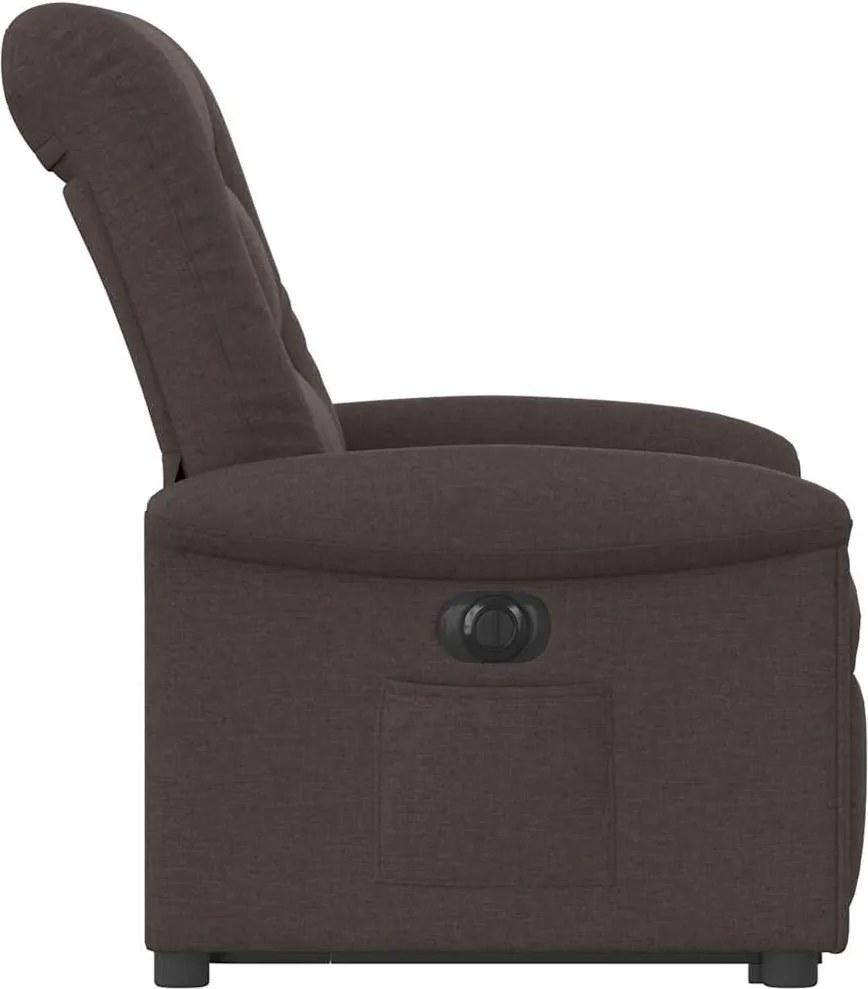 Elektrické zvedací polohovací křeslo tmavě hnědé textil 3303279