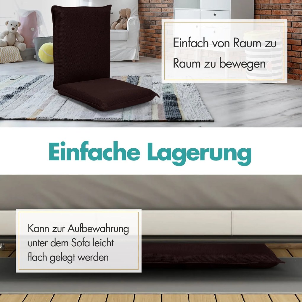 Costway Floor sofa podlahové křeslo s 6-úrovňovým nastavitelným opěradlem
