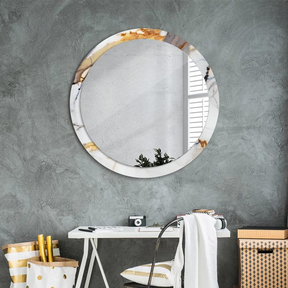 Kulaté dekorativní zrcadlo Bílý mramor fi 90 cm