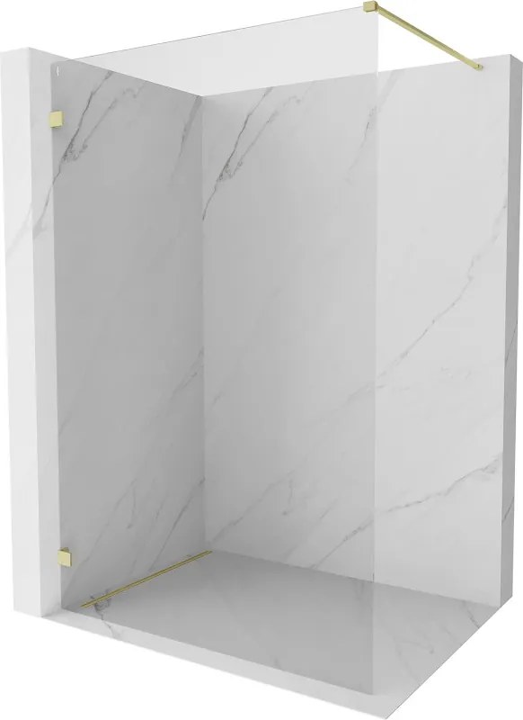 Mexen Lunar sprchová stěna levá 140 x 200 cm, 8mm čiré sklo, zlatá matná, 830-140-000-55-00-L