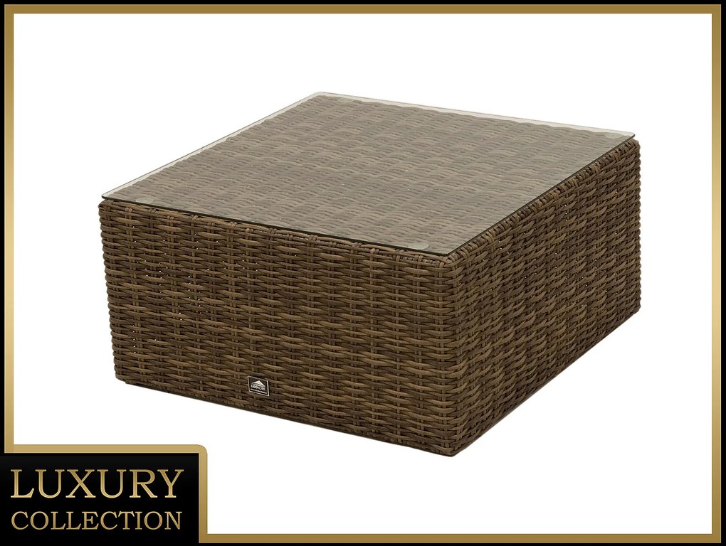 DEOKORK Ratanový stolek/taburet 73 x 73 cm BORNEO LUXURY (hnědá)