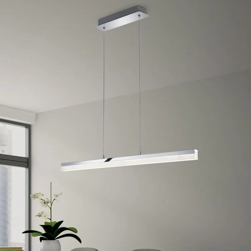 Trio Leuchten 377610106 Sandro, závěsné lineární svítidlo, 24W LED 3000K, chrom, délka 115cm