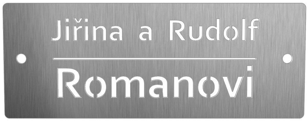 Jmenovka na schránku - Nerezová Provedení: Bez otvoru pro uchycení - K lepení, Velikost (šířka): 15 cm