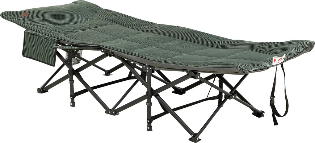 Outsunny Campingová postel, kempinková postel s taškou, sklápěcí postel s držákem na nápoje, pro bazén, balkon, do 120 kg, šedá, 68 x 190 x 48 cm | Ao