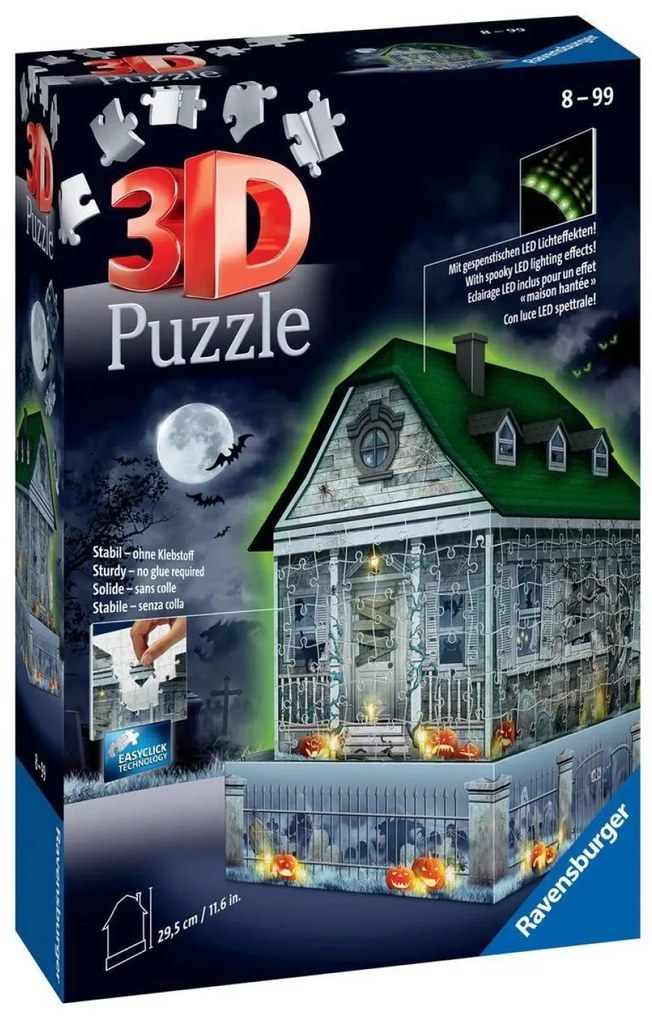 Ravensburger 11254 puzzle 3d strašidelný dům noční edice 257 dílků