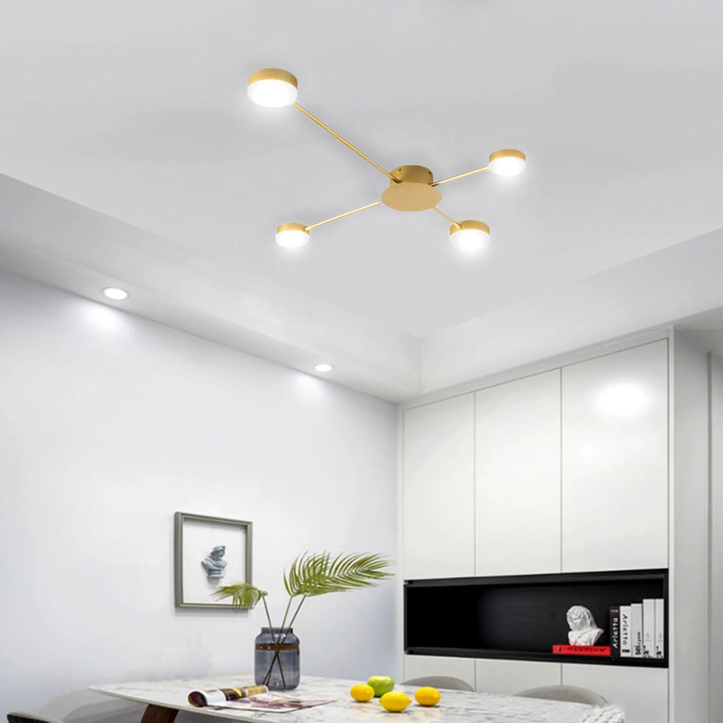 Toolight - LED stropní svítidlo 4-ramenné + dálkové ovládání APP520-4C, zlatá, OSW-08461