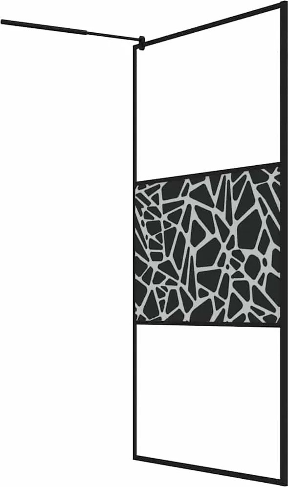 Zástěna do průchozí sprchy 115x195cm ESG / kamenný design černá 151883