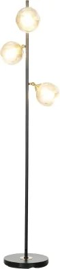 HOMCOM stojací lampa do obývacího pokoje z kovu se 3 chromovanými kovovými stínidly 40 W Ø 36 x 162H cm černá a šedá