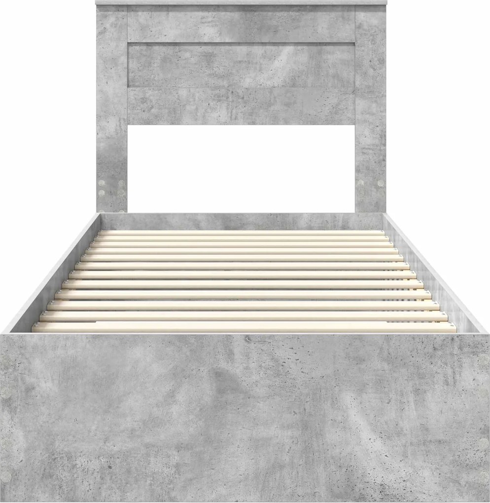 Rám postele s čelo Betonově šedá 90 x 190 cm Kompozitní dřevo 3410030
