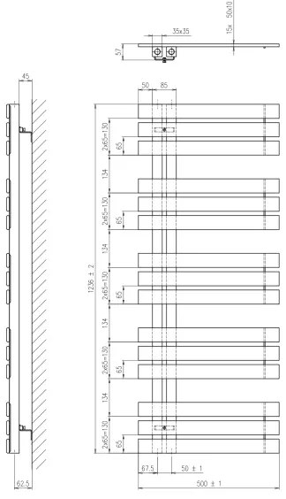 Sapho - Koupelnový radiátor SILVANA 561W/230V 50x123 cm matná černá